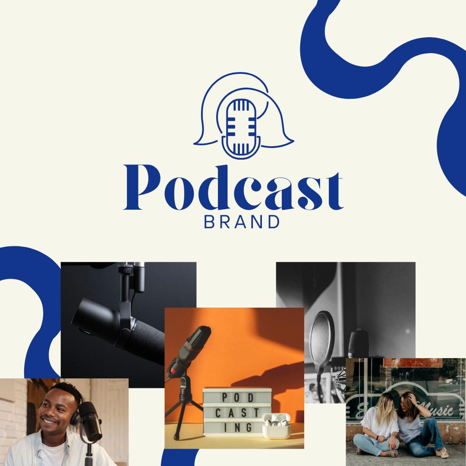 Podcast Logo Design DIY Podcast Launch Branding Template Editable Logo ...