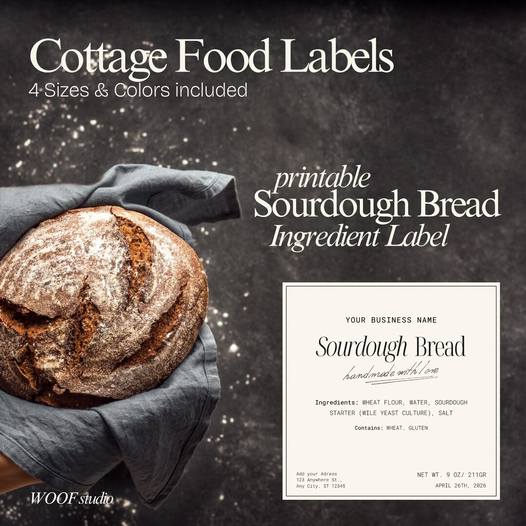 Sourdough Ingredient Label Roll Card Sourdough Bread Made on & Made by ...