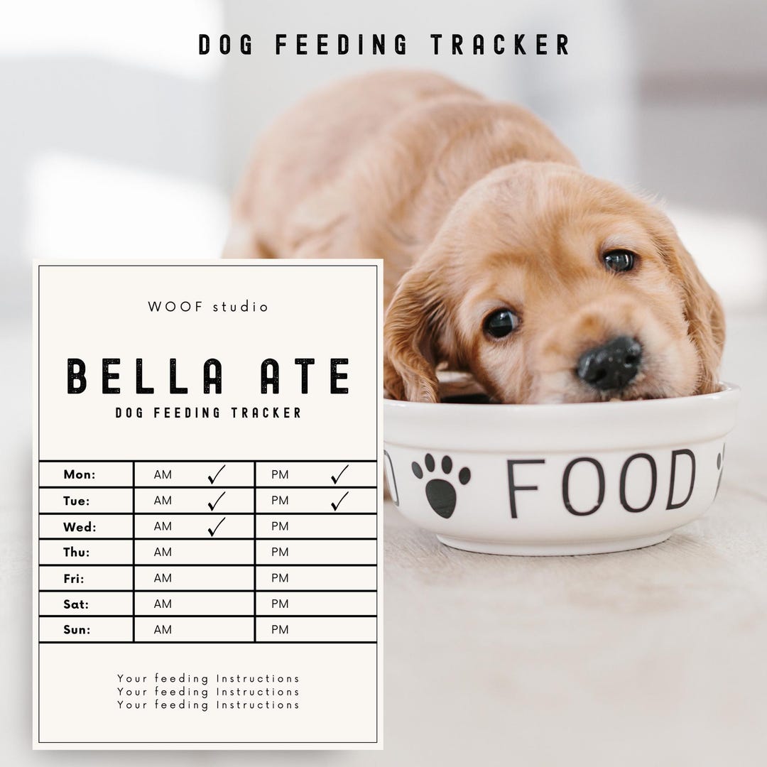 Dog Feeding Tracker Dog Food Plan Puppy Food Tracker Pet Care Chart for ...