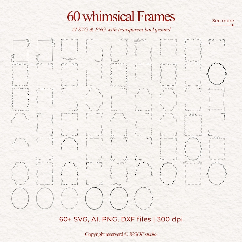 Hand Drawn Frames SVG Bundle, Handdrawn Borders Clipart Doodle Frames ...