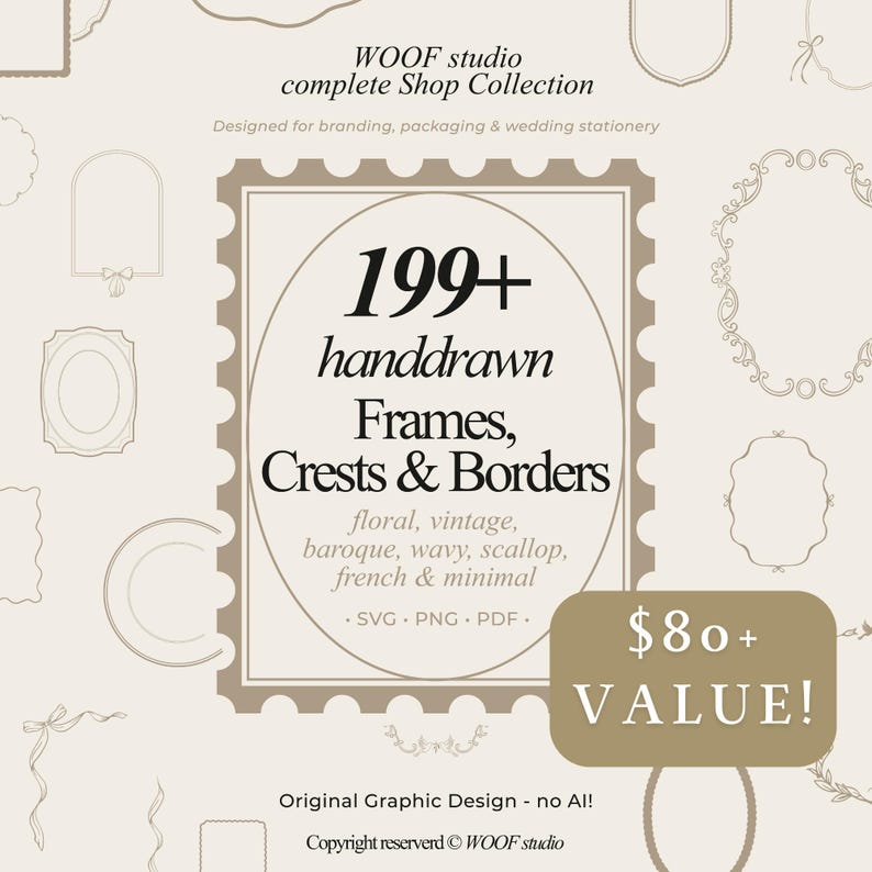 Baroque Frames SVG Vintage Antique Frame Bundle Set Shop Bundle SVG ...