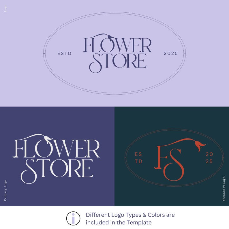 Flower Shop Logo Florist Logo Branding Kit | Floral Studio Logo Design ...