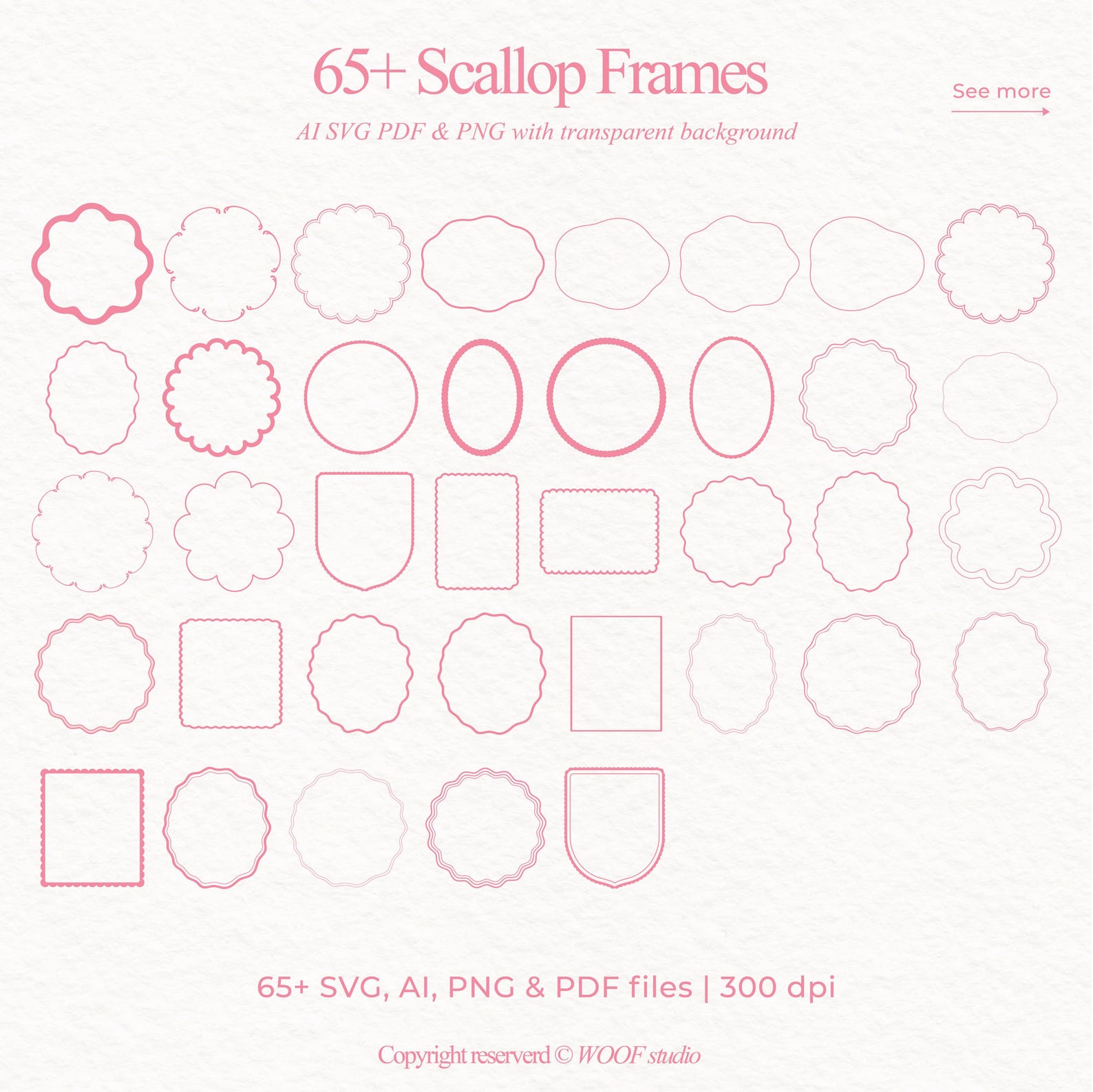Decorative Frames SVG Bundle - Scallop Whimsical Border Set: Pink ...
