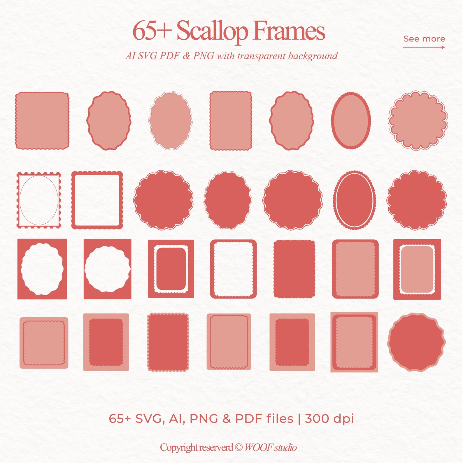 Decorative Frames SVG Coral Preppy Wavy Frame Vintage Scallop Set ...