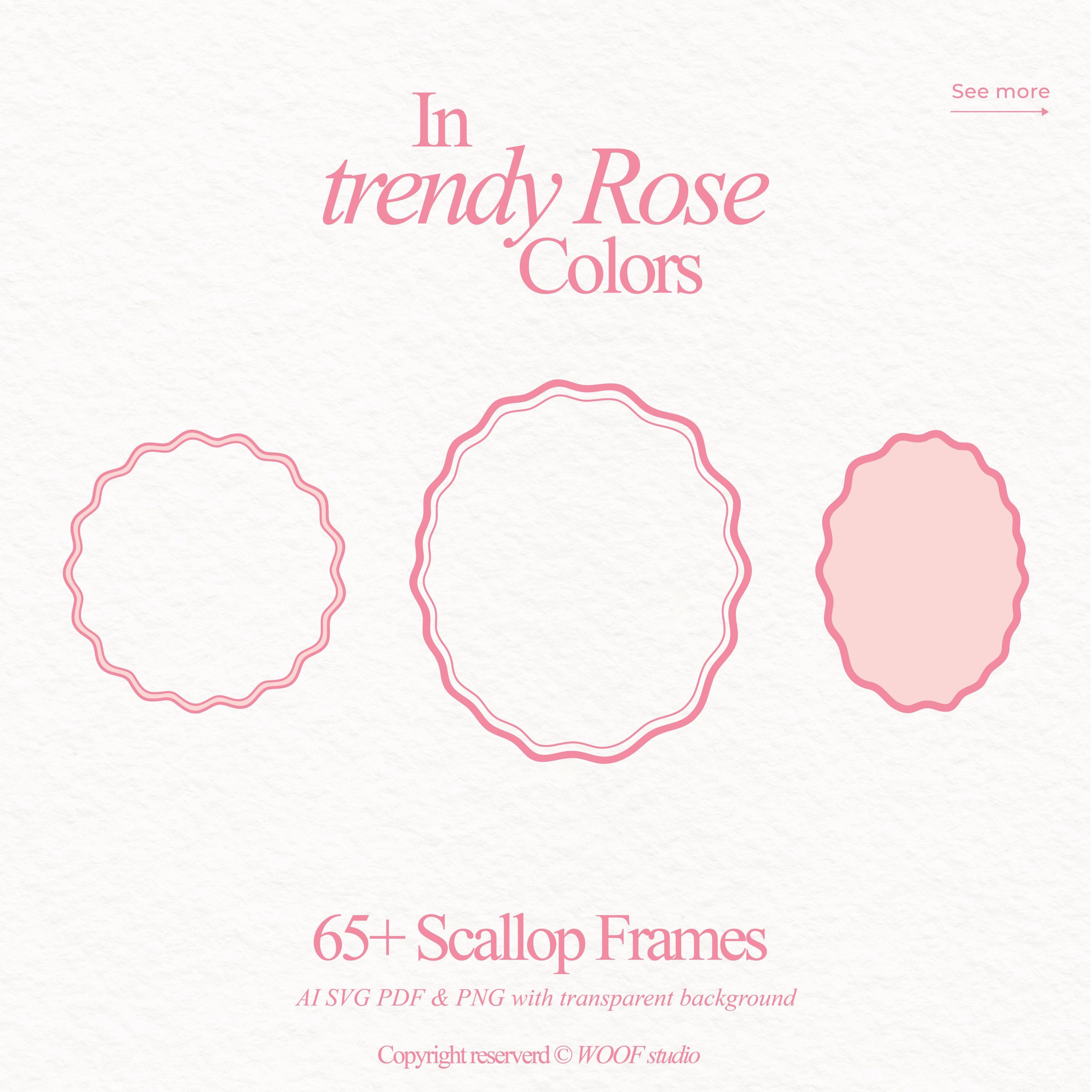 Decorative Frames SVG Bundle - Scallop Whimsical Border Set: Pink ...