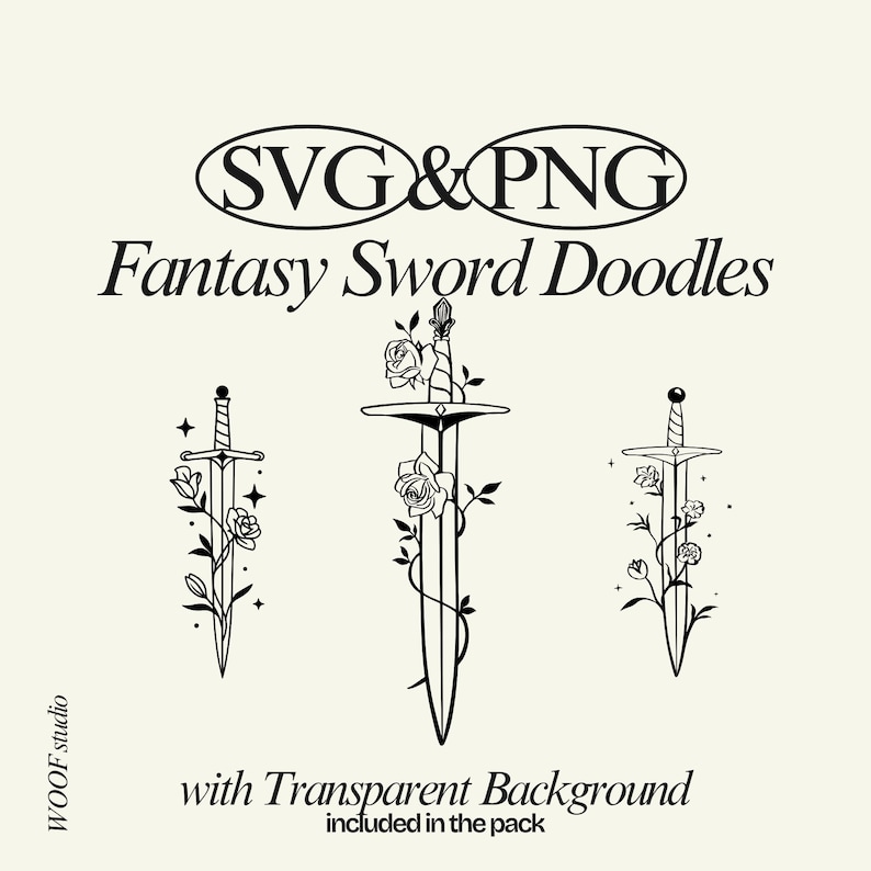 Floral Sword SVG Fantasy Sword SVG Magic SVG Digital Download Mystical ...