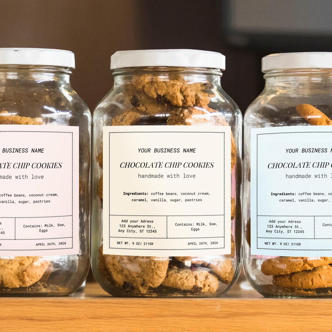 Editable Cottage Food Label Canva Templates, Custom Sticker for Small ...