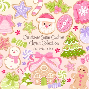 Christmas Sugar Cookie Clipart, Pastel Christmas Aesthetic PNG, Cute ...