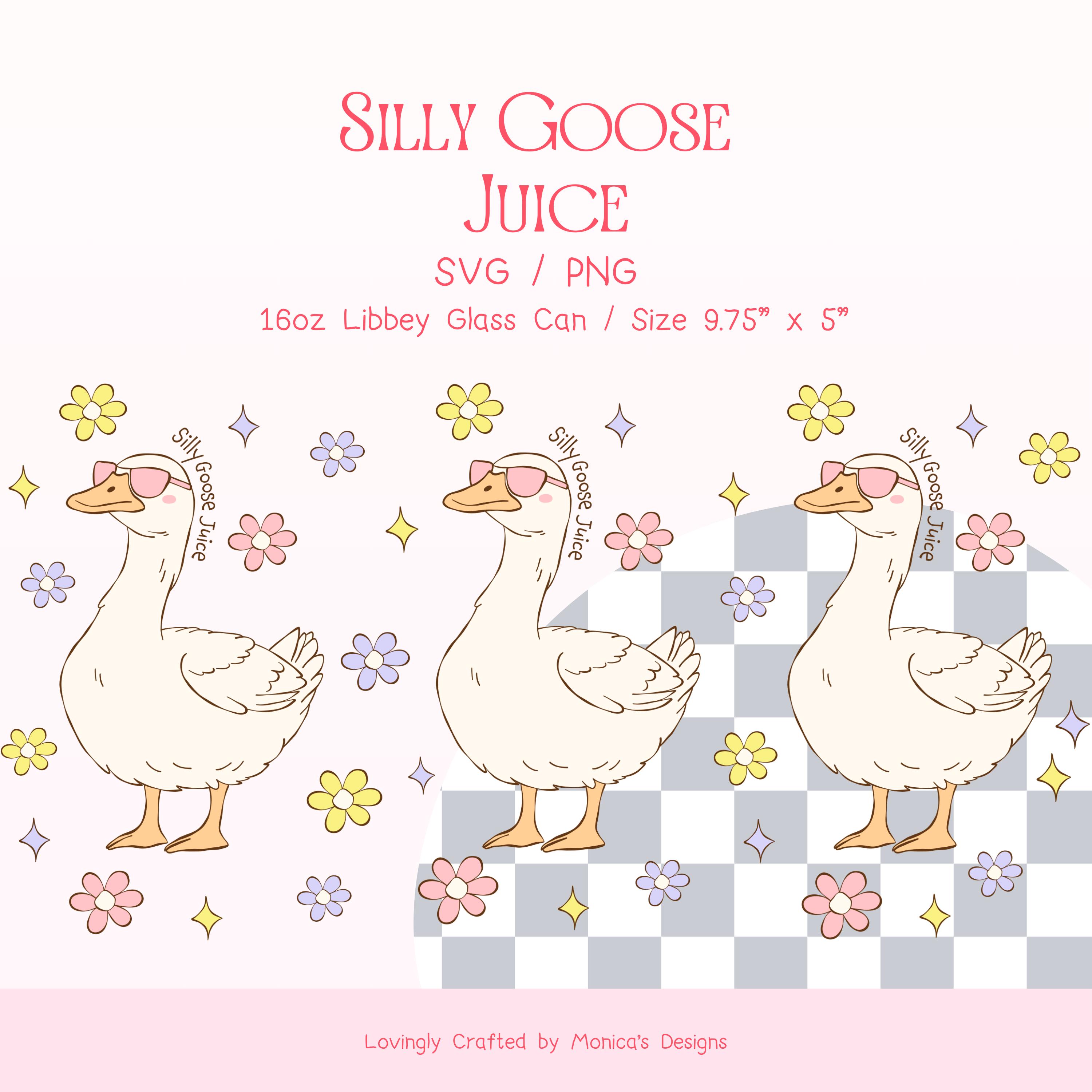 Silly Goose Juice 16oz Libbey Glass Can Wrap, Funny Floral Design (PNG ...