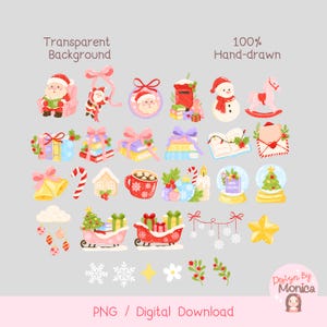 Christmas Bookish Clipart Set PNG, Cute Santa Reading Clipart Bundle ...