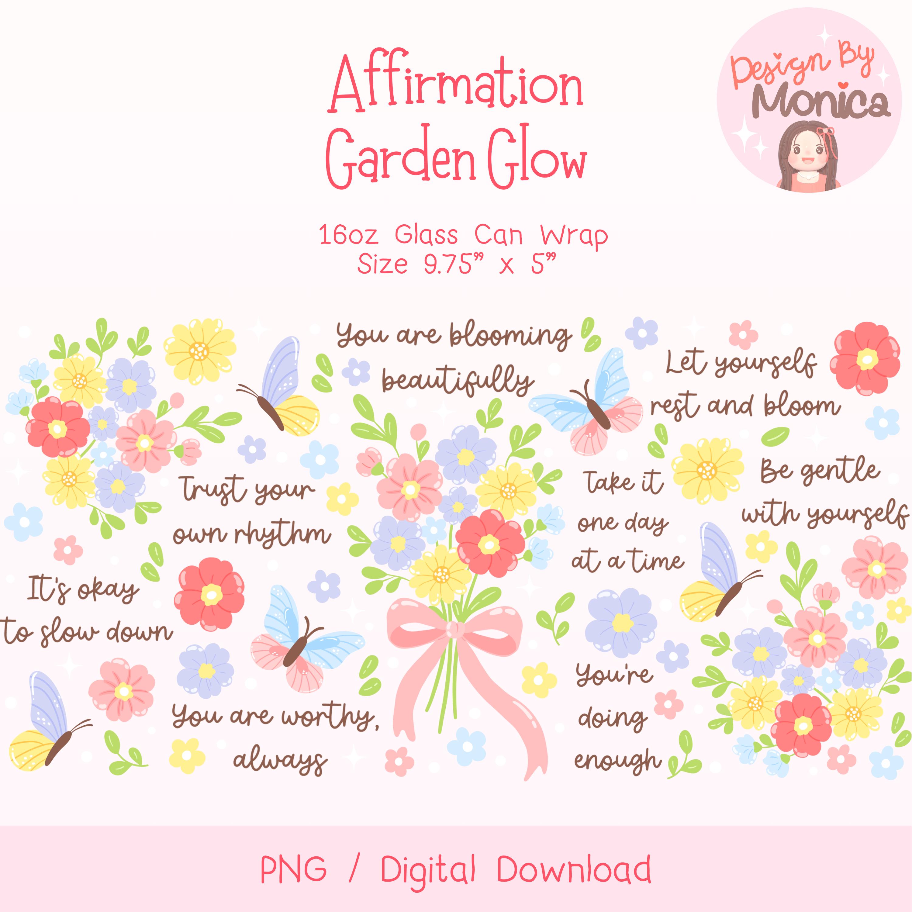 Positive Affirmations Glass Can Wrap PNG, Mental Health Cup Wrap, Self ...