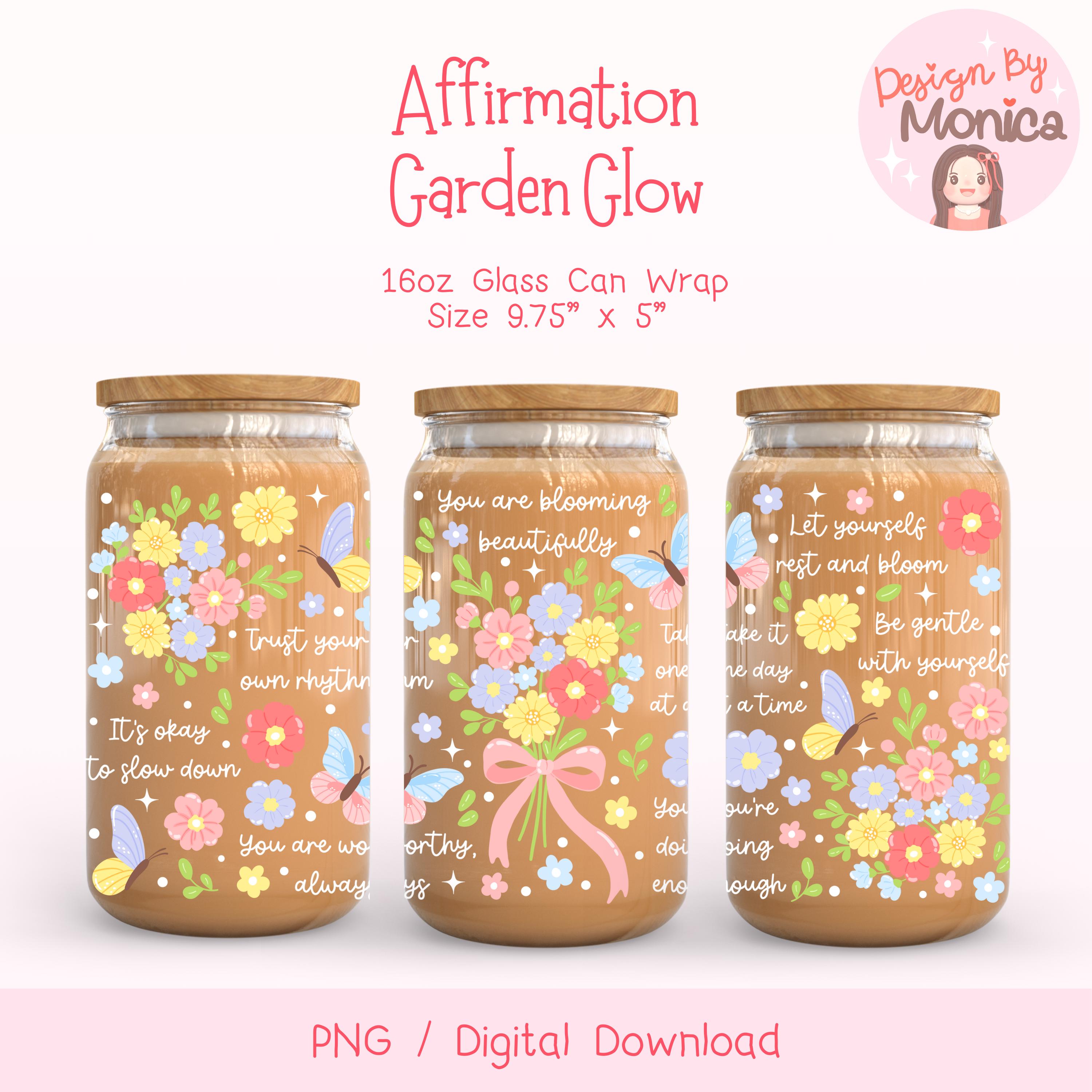 Positive Affirmations Glass Can Wrap PNG, Mental Health Cup Wrap, Self ...