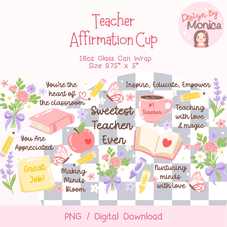 Teacher Affirmation Glass Wrap PNG, Positive Teacher Quotes ...