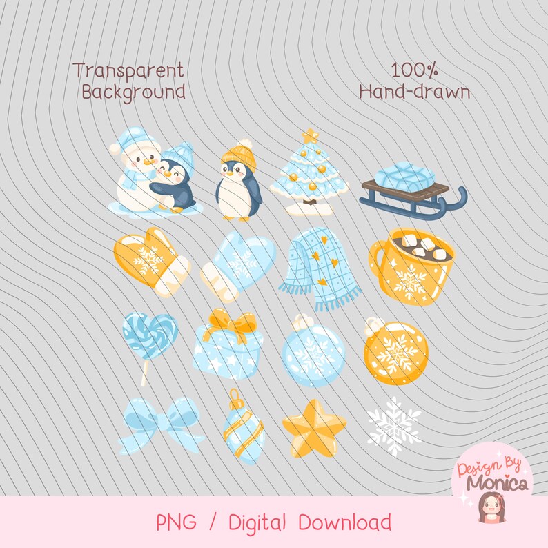 Winter Wonderland Clipart PNG Set, Penguin, Christmas (digital Download ...
