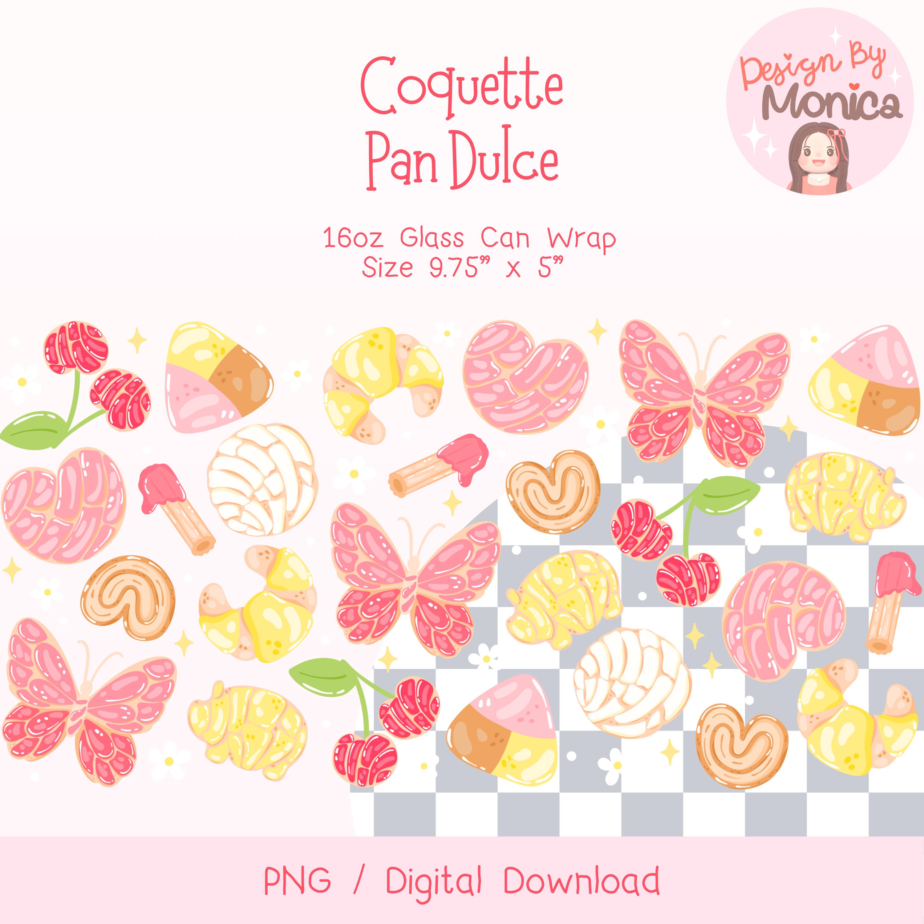 Coquette Pan Dulce Glass Can Wrap PNG, Cute Mexican Bakery Tumbler ...