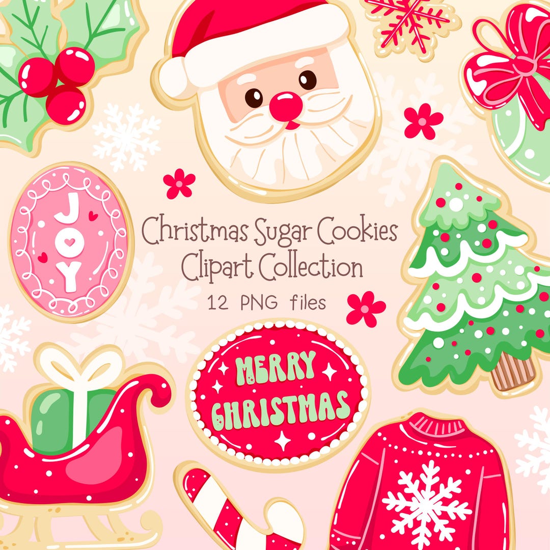 Christmas Sugar Cookie Clipart, Christmas Aesthetic PNG, Cute Holiday ...
