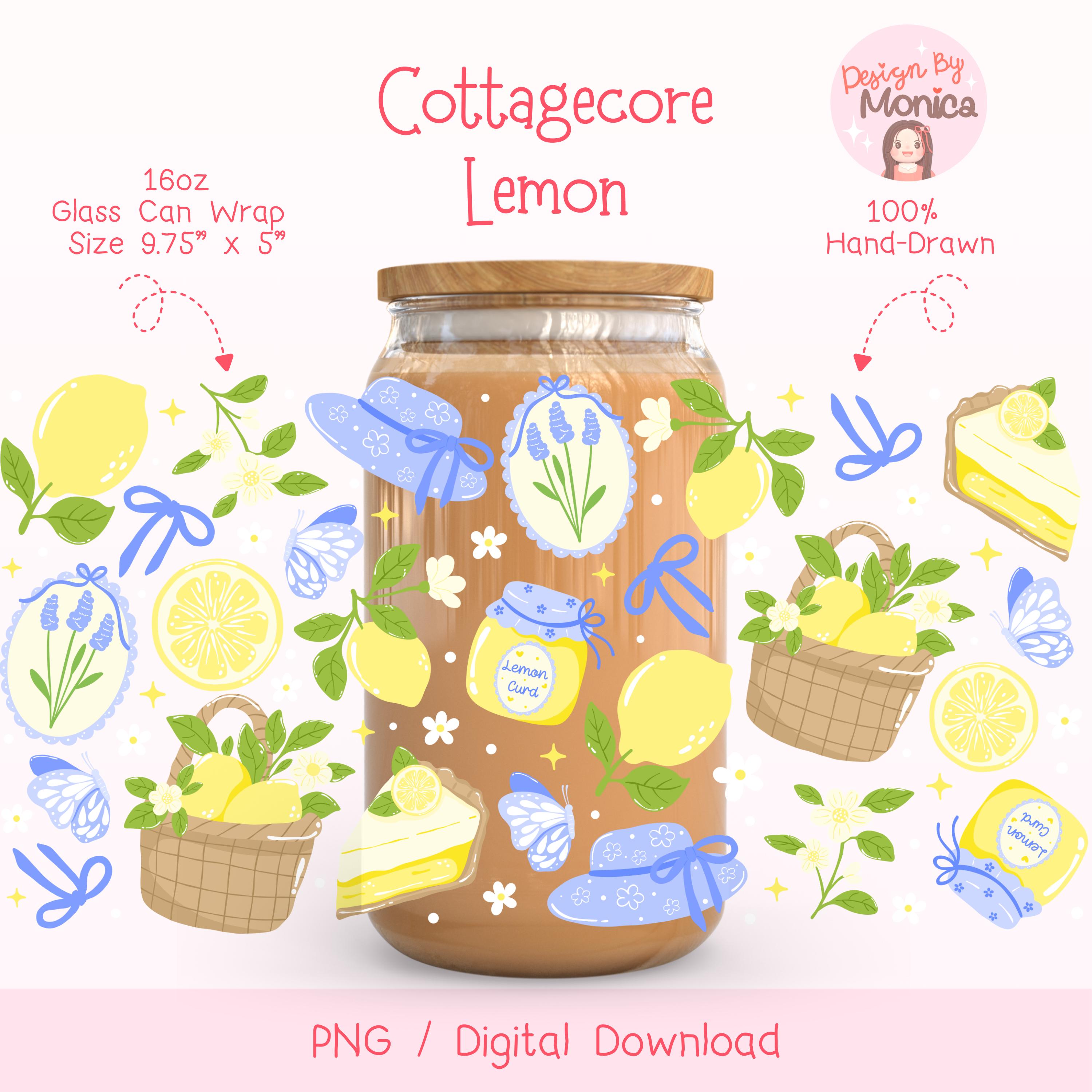 Cottagecore Lemon Libbey Glass Wrap PNG, Summer Aesthetics Tumbler Wrap ...