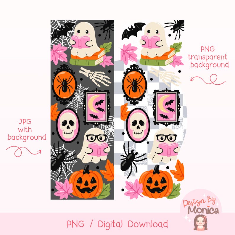 Halloween Bookmark Design PNG, Cute Reading Ghost Bookmark, Printable ...