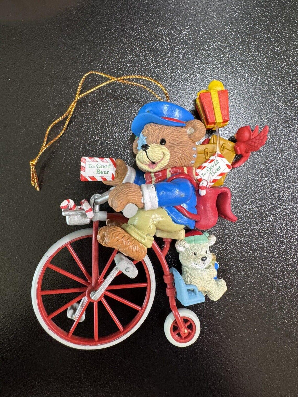 Trevco Collectible Ornaments Teddy Bear Riding High Wheeler Bicycle ...