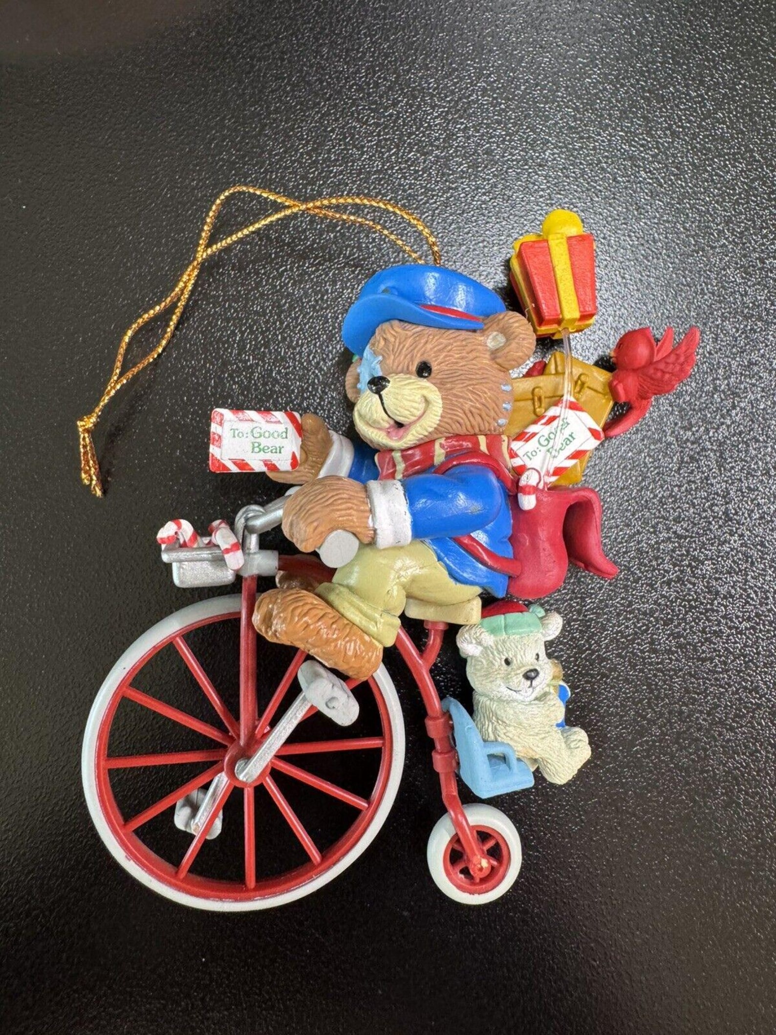 Trevco Collectible Ornaments Teddy Bear Riding High Wheeler Bicycle ...