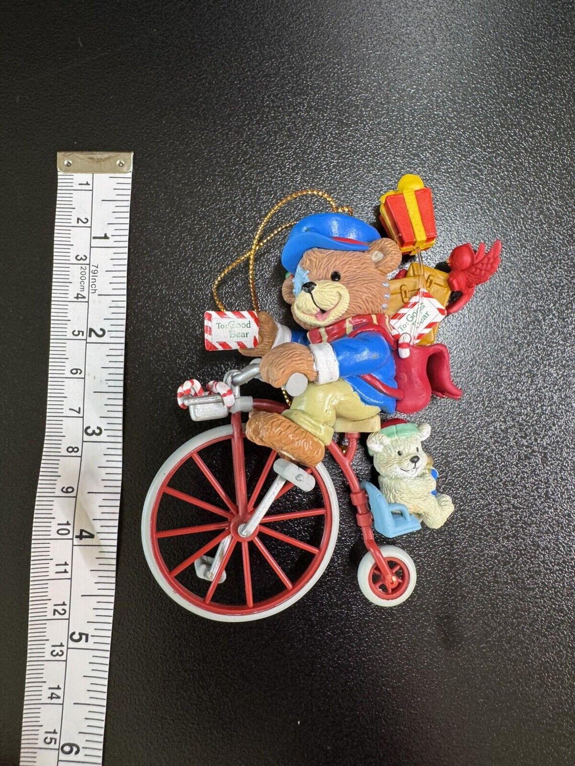Trevco Collectible Ornaments Teddy Bear Riding High Wheeler Bicycle ...