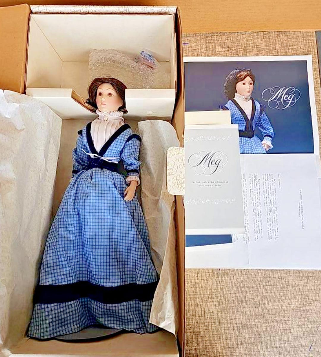 NIB Meg Little Women Franklin Mint Heirloom 17" Porcelain Doll With ...