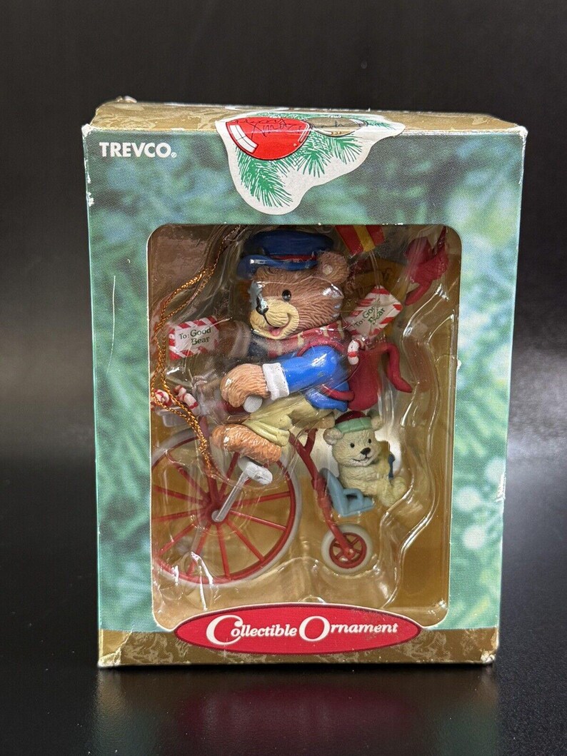 Trevco Collectible Ornaments Teddy Bear Riding High Wheeler Bicycle ...