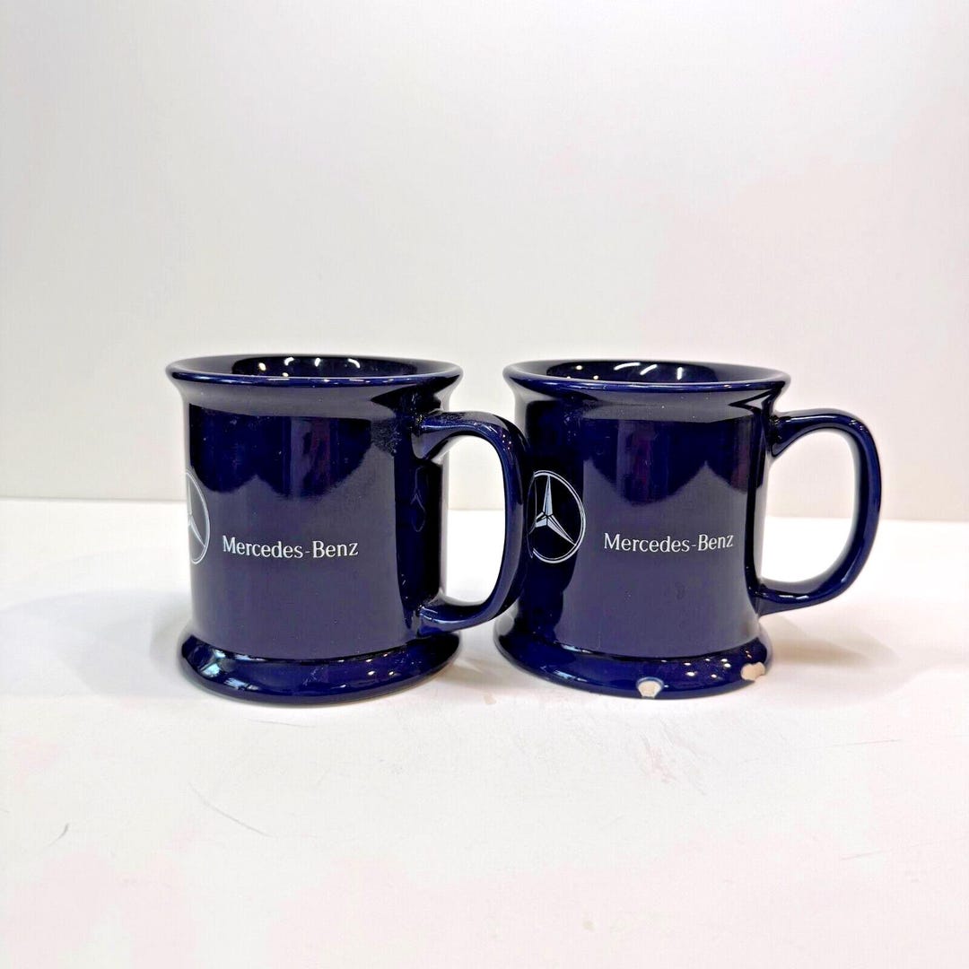 Lot of 2 Mug Mercedes Benz Logo Large Blue Flared Lip and Base *read - Etsy