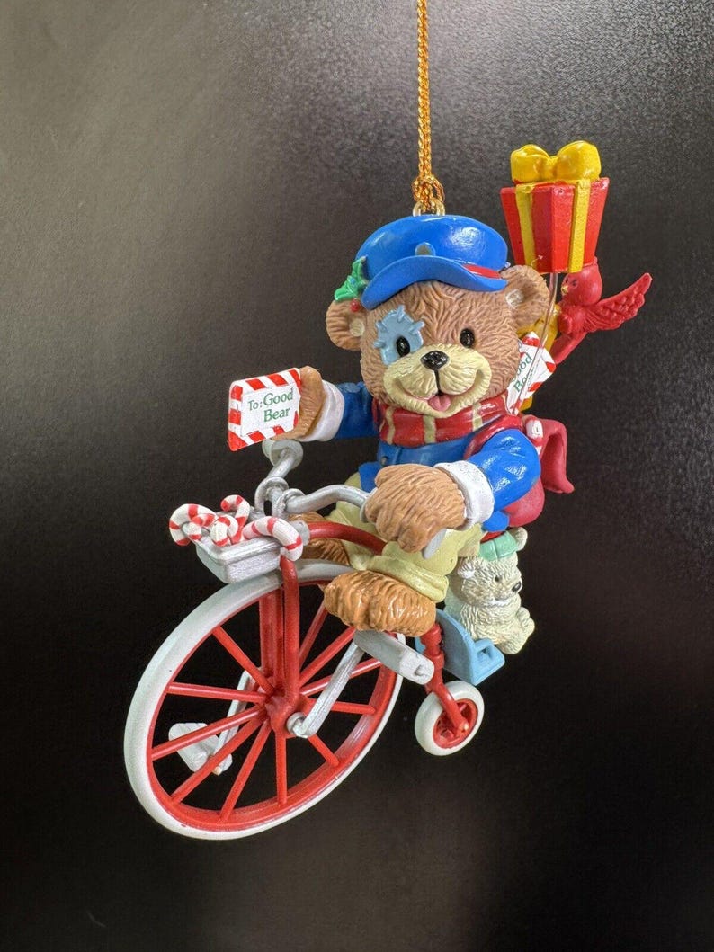 Trevco Collectible Ornaments Teddy Bear Riding High Wheeler Bicycle ...