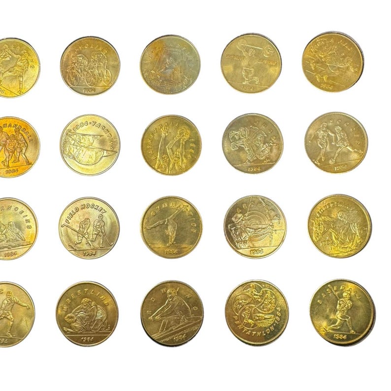 1984 Los Angeles Olympics Transit Token Coin Set W/24 Coins Complete ...