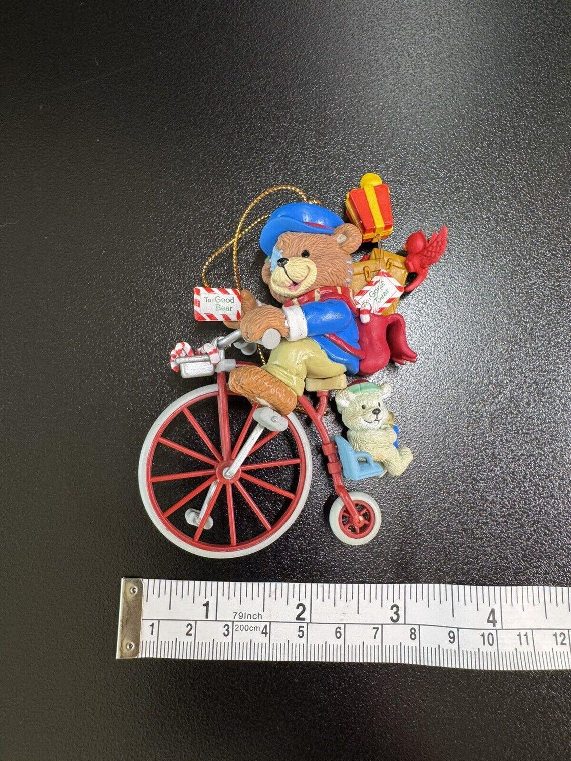 Trevco Collectible Ornaments Teddy Bear Riding High Wheeler Bicycle ...