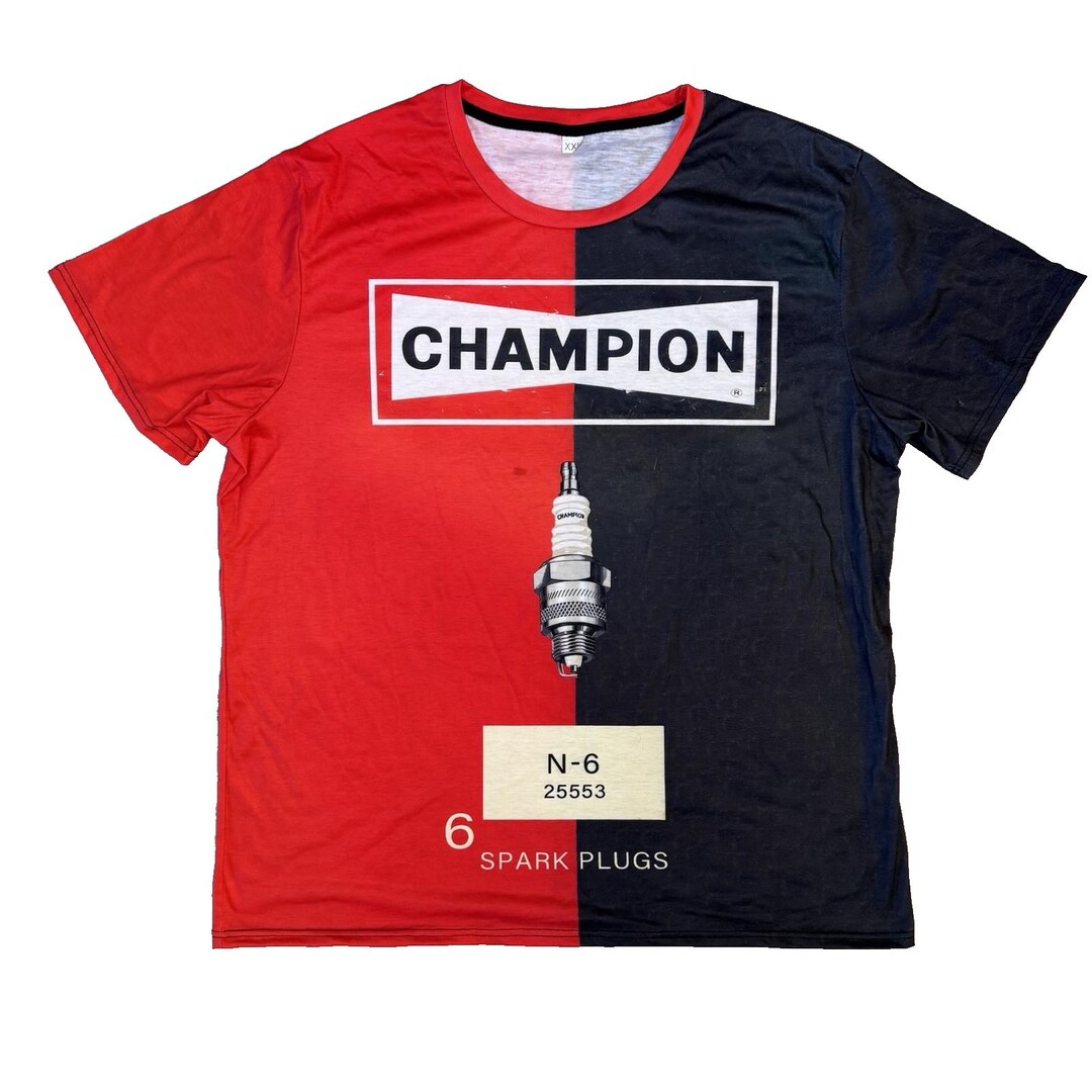 Champion Spark Plugs T-shirt Adult 2XL Full Bleed Graphic Blend Unique ...
