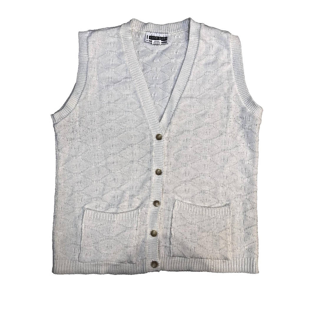 Vintage Knit Vest: 1950s-60s Carly Blake Cream Cottagecore Sz L - Etsy
