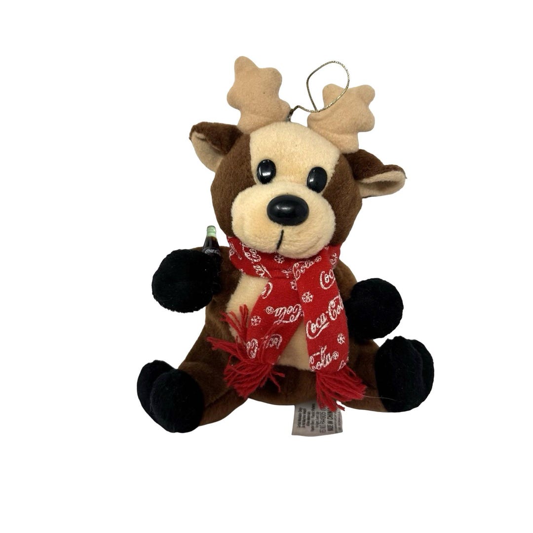 Vintage 1998 Coca-cola Reindeer Plush W/ Coke Bottle Beanie EUC - Etsy