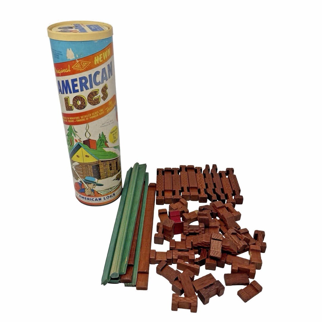 Rare Vintage Halsam Hewn American Logs #810 67 Pieces Only Bonbon Cap ...