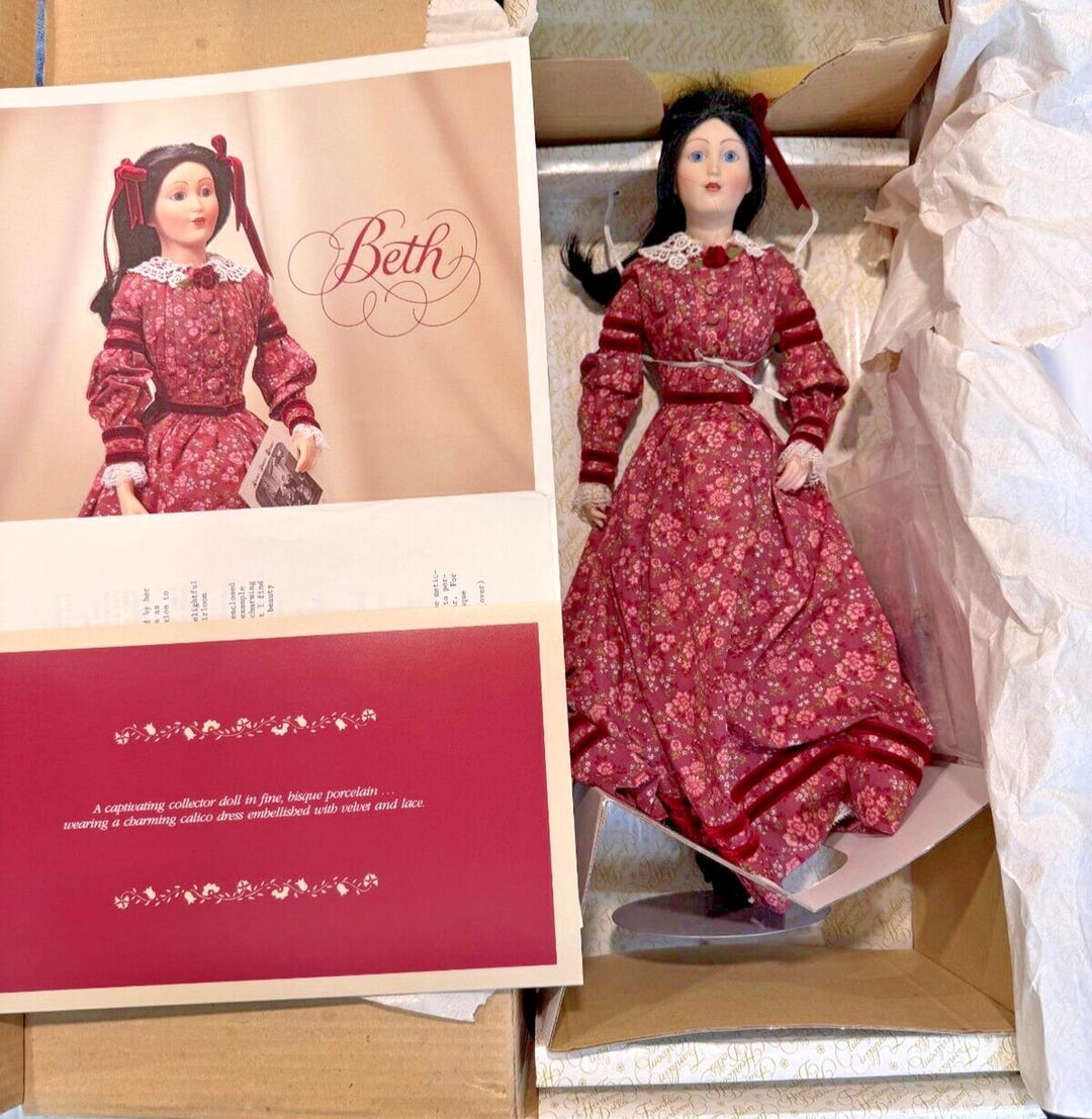 NIB "beth" Little Women Franklin Mint Heirloom Victorian Porcelain Doll ...
