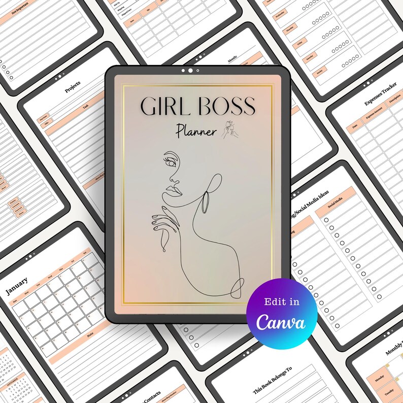 Girl Boss Planner Printable | Editable Daily Planner Template for Women ...