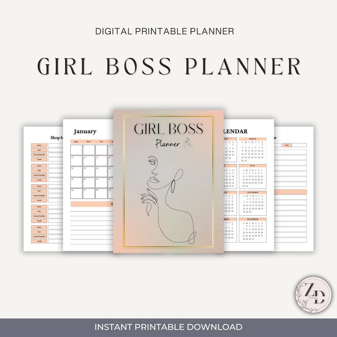 Girl Boss Planner Printable | Editable Daily Planner Template for Women ...