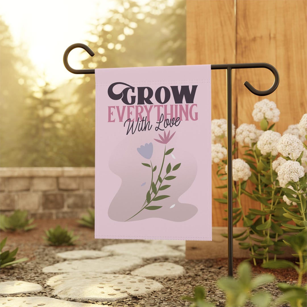 Grow With Love Garden & House Banner, Cute Garden Banner, Plants Garden ...