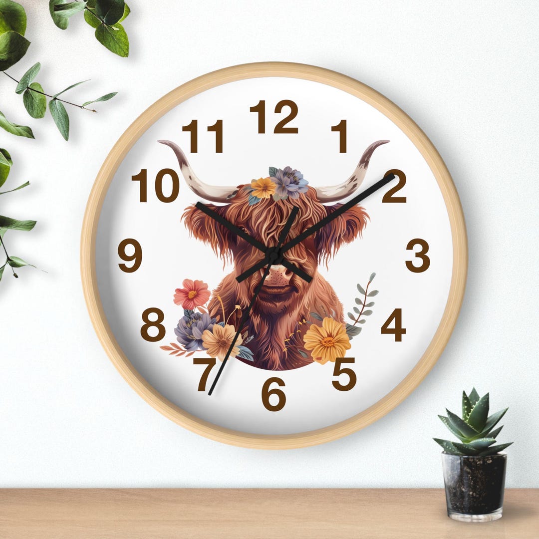 Cute Highland Cow Wall Clock, Cute Cow, Highland Cow, Highland Home ...
