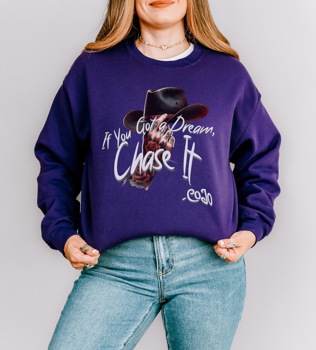 Black Cowboy Hat Tattoo Sweater Cody Johnson Country Music Tee Rustic ...