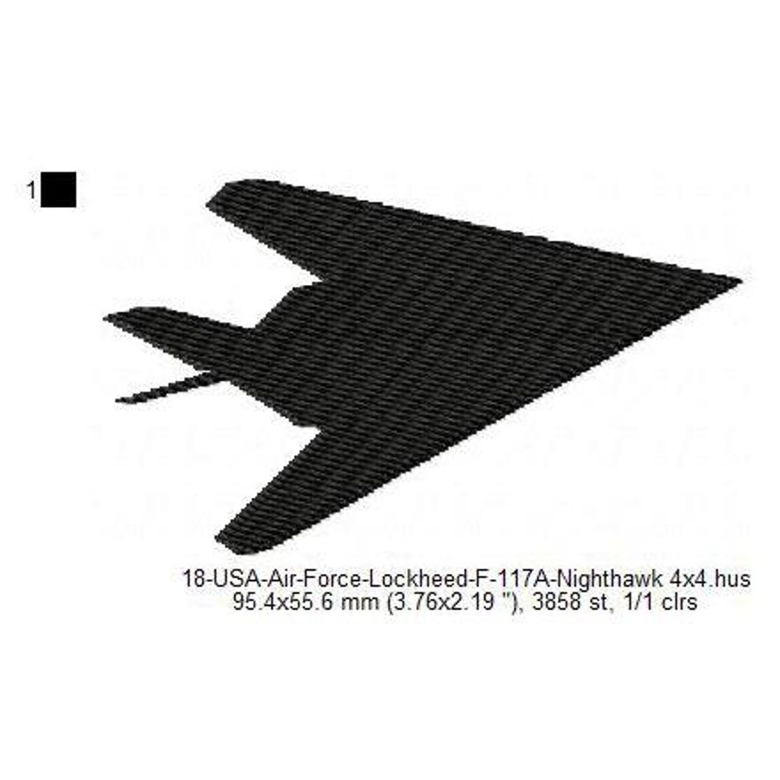 Lockheed F-117A Nighthawk Aircraft Silhouette Machine Embroidery ...