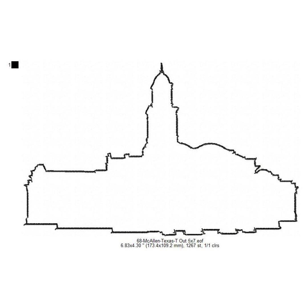 Mcallen Texas LDS Temple Outline Machine Embroidery Digitized Design ...