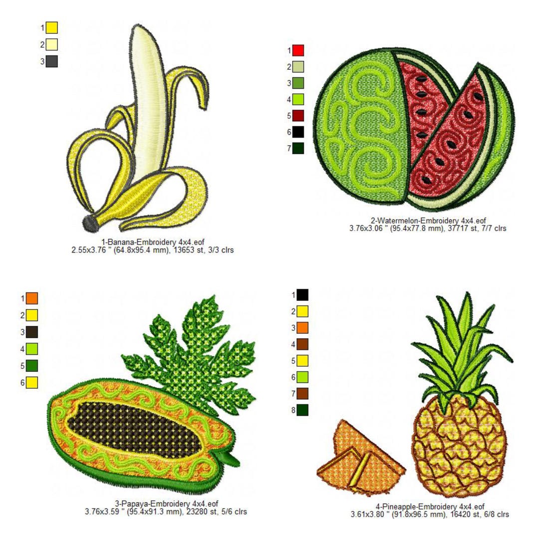 Banana Watermelon Papaya Pineapple Lace Swirl Pattern Patch Machine ...