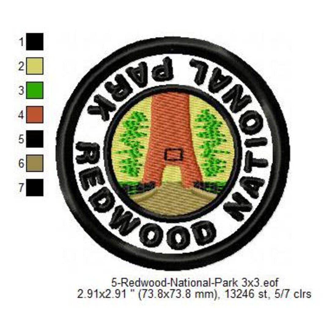 Redwood National Park Great Redwood Parks Merit Badge Patch Machine ...