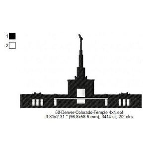 Denver Colorado LDS Temple Silhouette Machine Embroidery Digitized ...