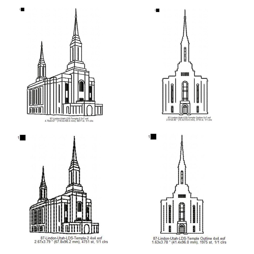 Lindon Utah LDS Temple Outline Machine Embroidery Digitized Design ...