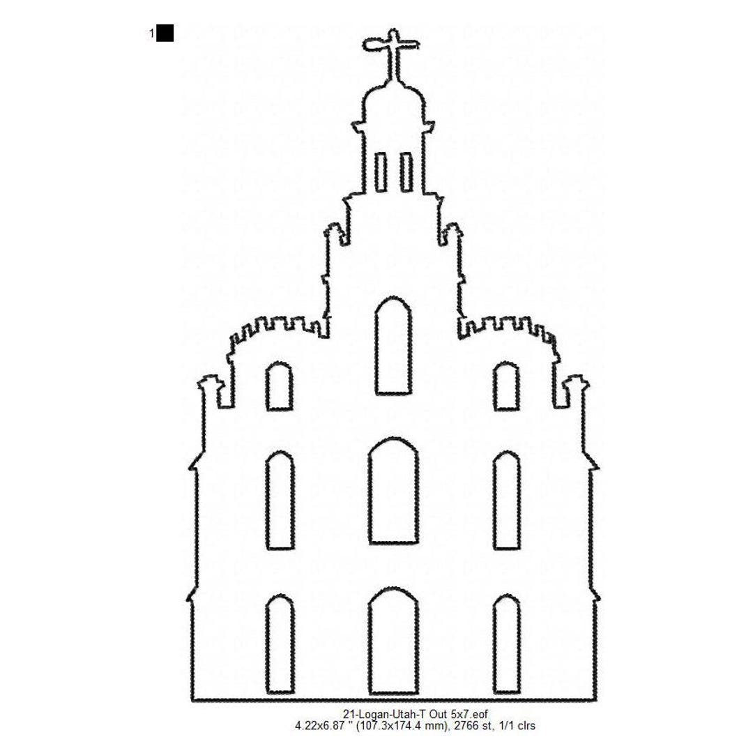 Logan Utah LDS Temple Outline Machine Embroidery Digitized Design Files ...