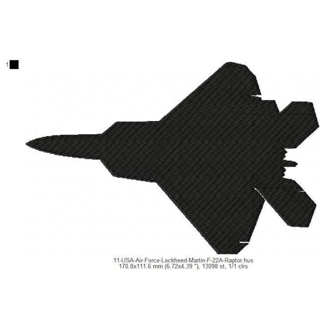 Lockheed Martin F-22A Raptor Aircraft Silhouette Machine Embroidery ...