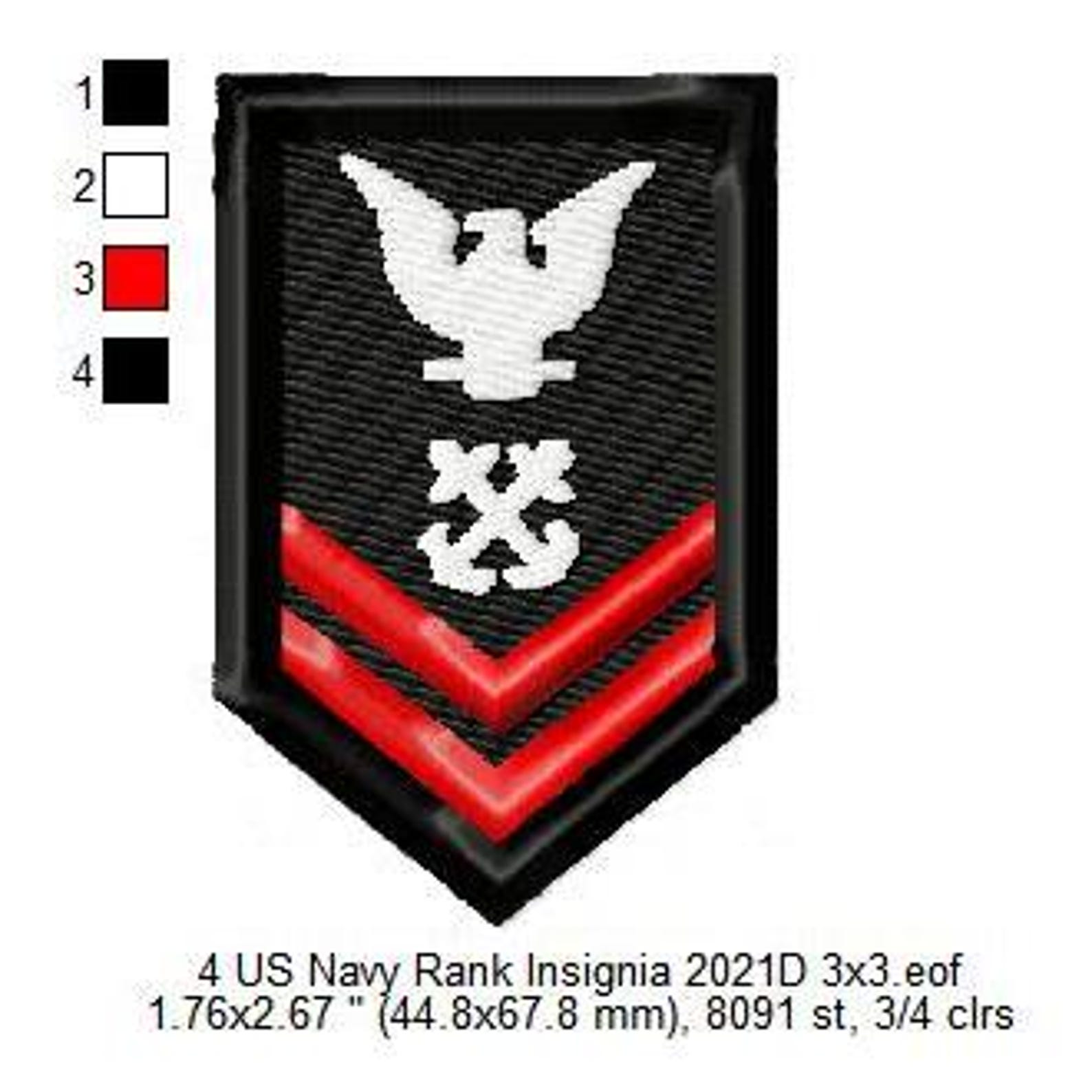 Petty Officer Second Class PO2 Insignia Patch Machine Embroidery ...